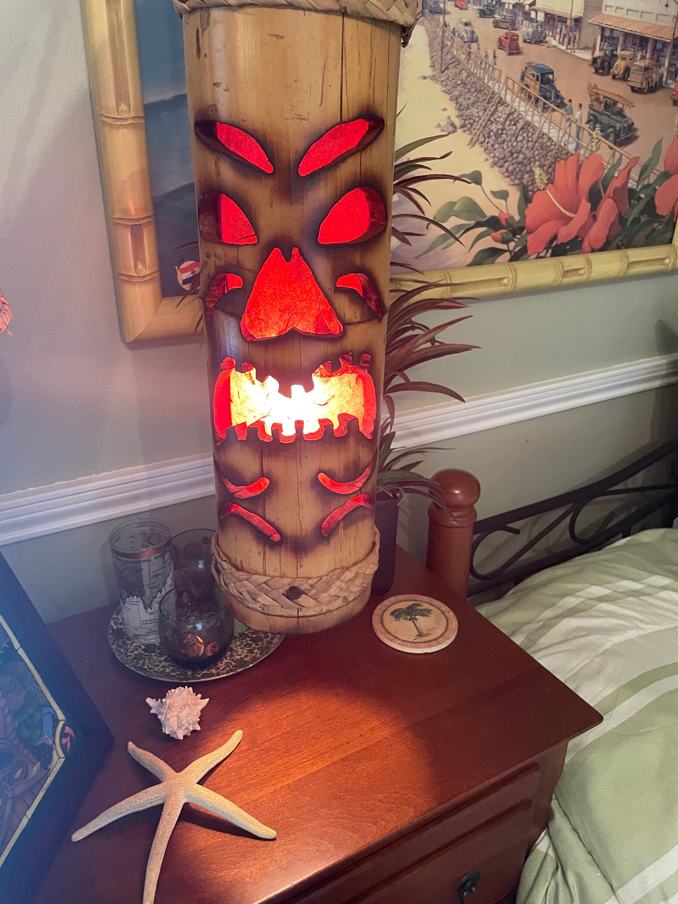 Vintage Carved Bamboo Tiki Bar Light Enchanted Tiki Room Lighting USA ...