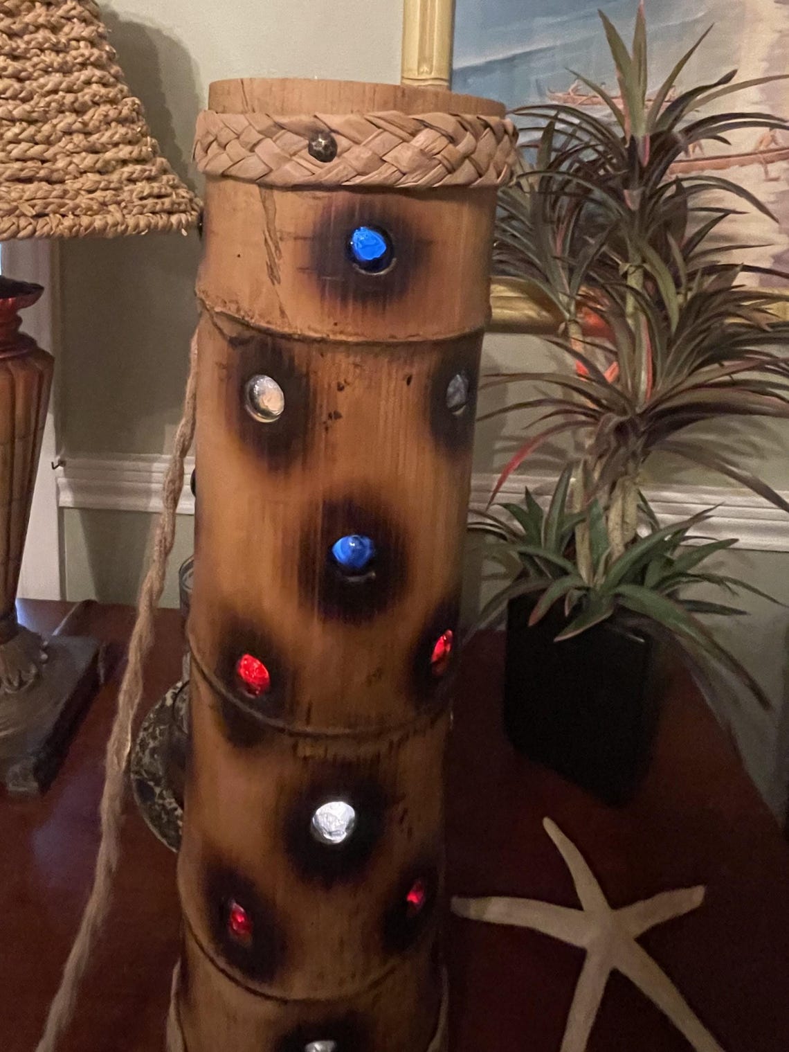 Starlite Swag Light Carved Tiki Bar Light Enchanted Tiki Decor US Flag ...