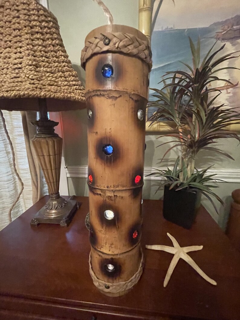 Starlite Swag Light Carved Tiki Bar Light Enchanted Tiki Decor US Flag ...