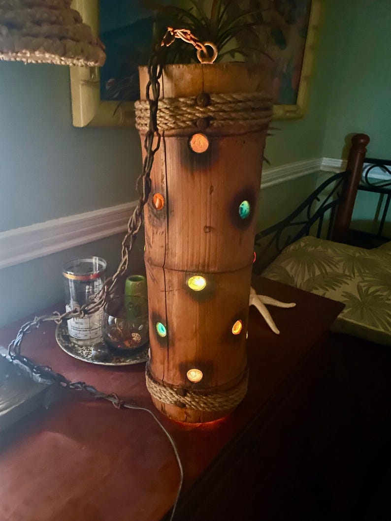 Vintage Starlite Swag Light Carved Spooky Tiki Bar Light Enchanted Tiki ...