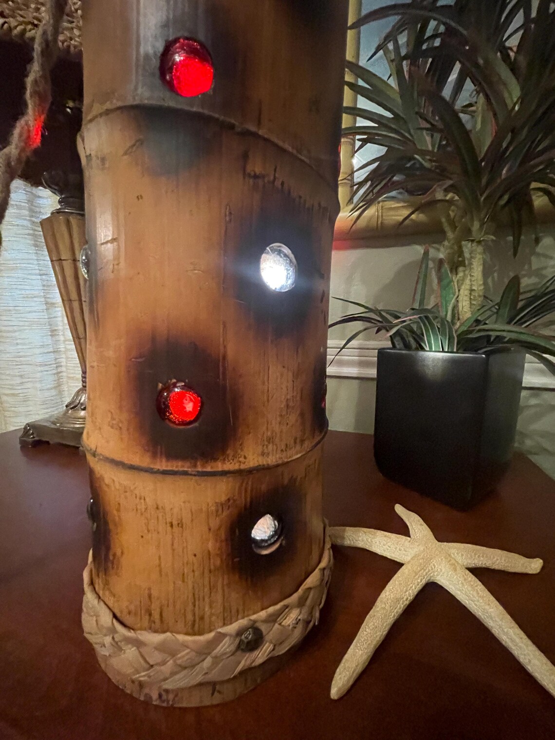 Starlite Swag Light Carved Tiki Bar Light Enchanted Tiki Decor US Flag ...