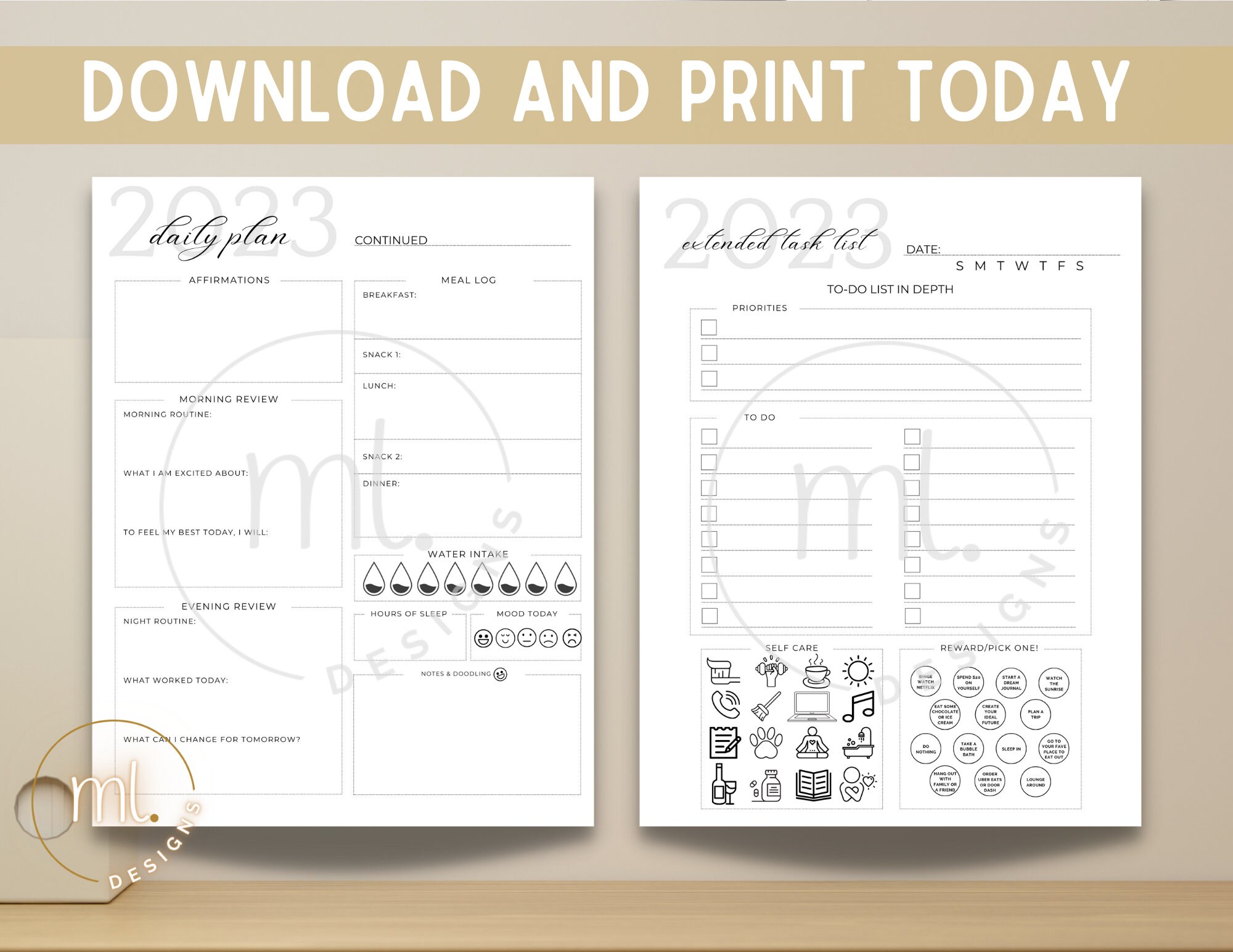 Daily Planner | Printable Planner | Instant Download | A4, A5, Half ...