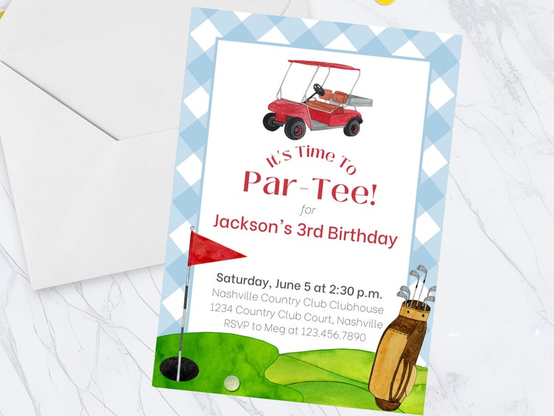 Golf Birthday Invitation, Editable Hole in One Invitation, Canva Golf ...