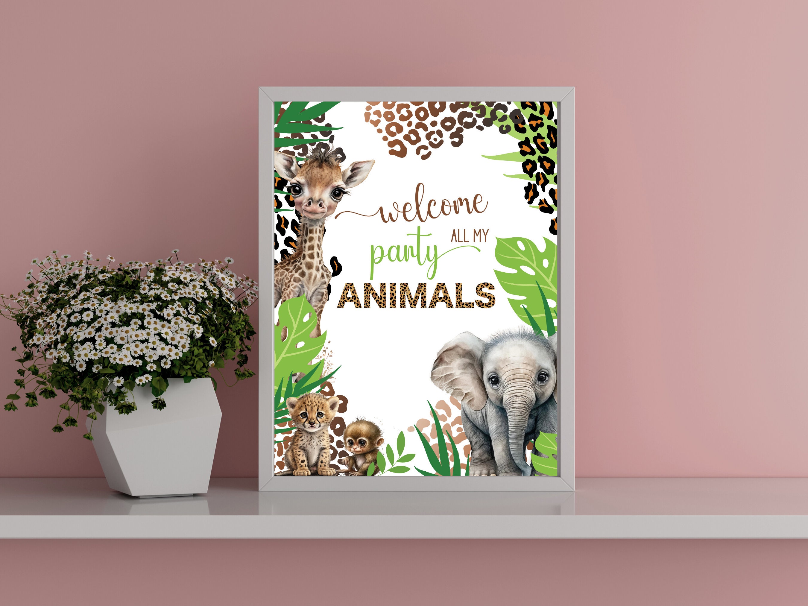 Safari Birthday Party Signs Green Welcome Sign Wild One - Etsy
