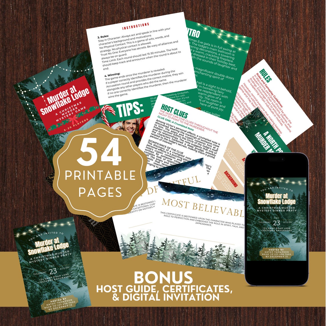 Christmas Murder Mystery Game for up to 20, Holiday Family Murder ...