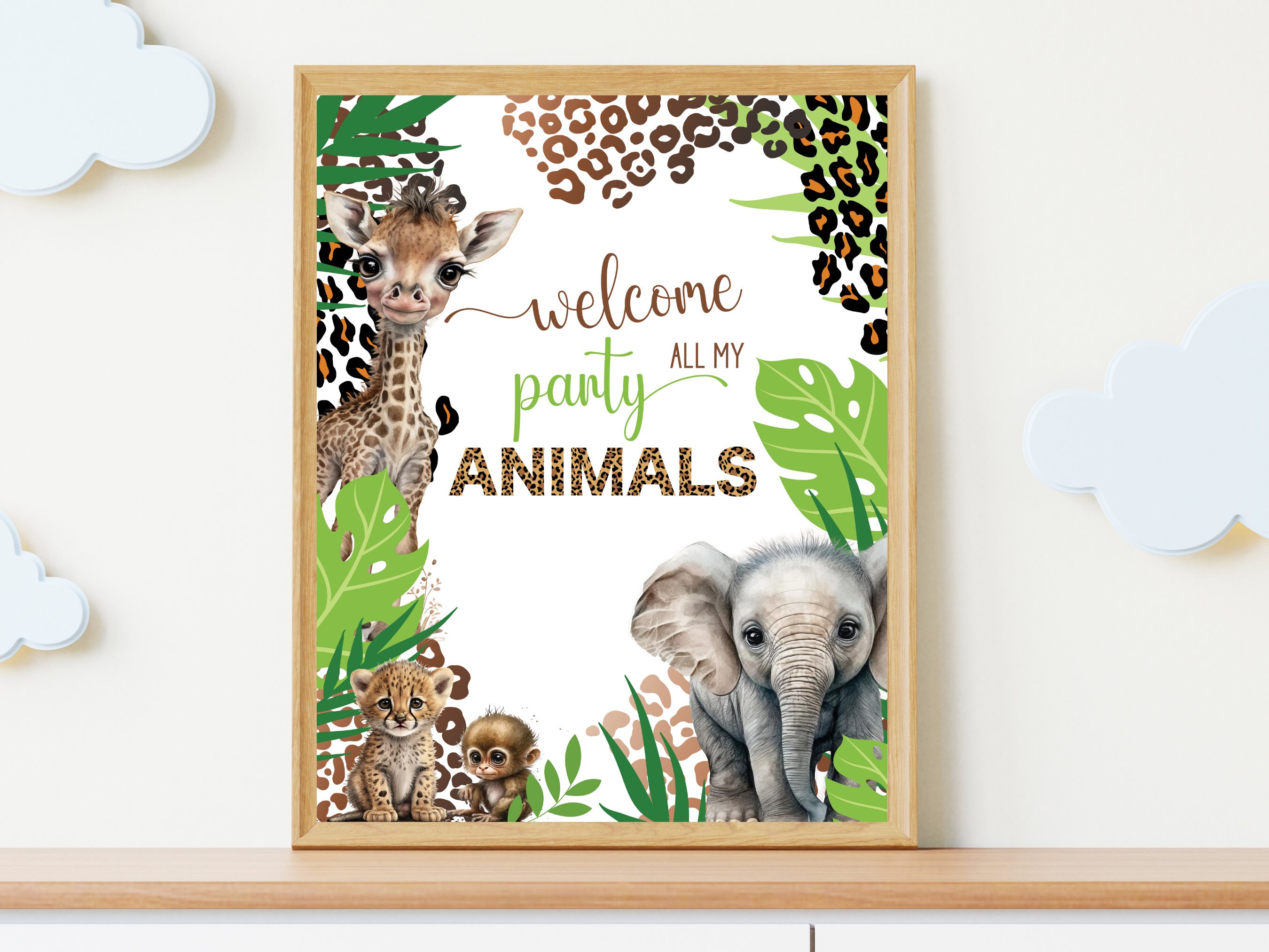 Safari Birthday Party Signs Green Welcome Sign Wild One - Etsy