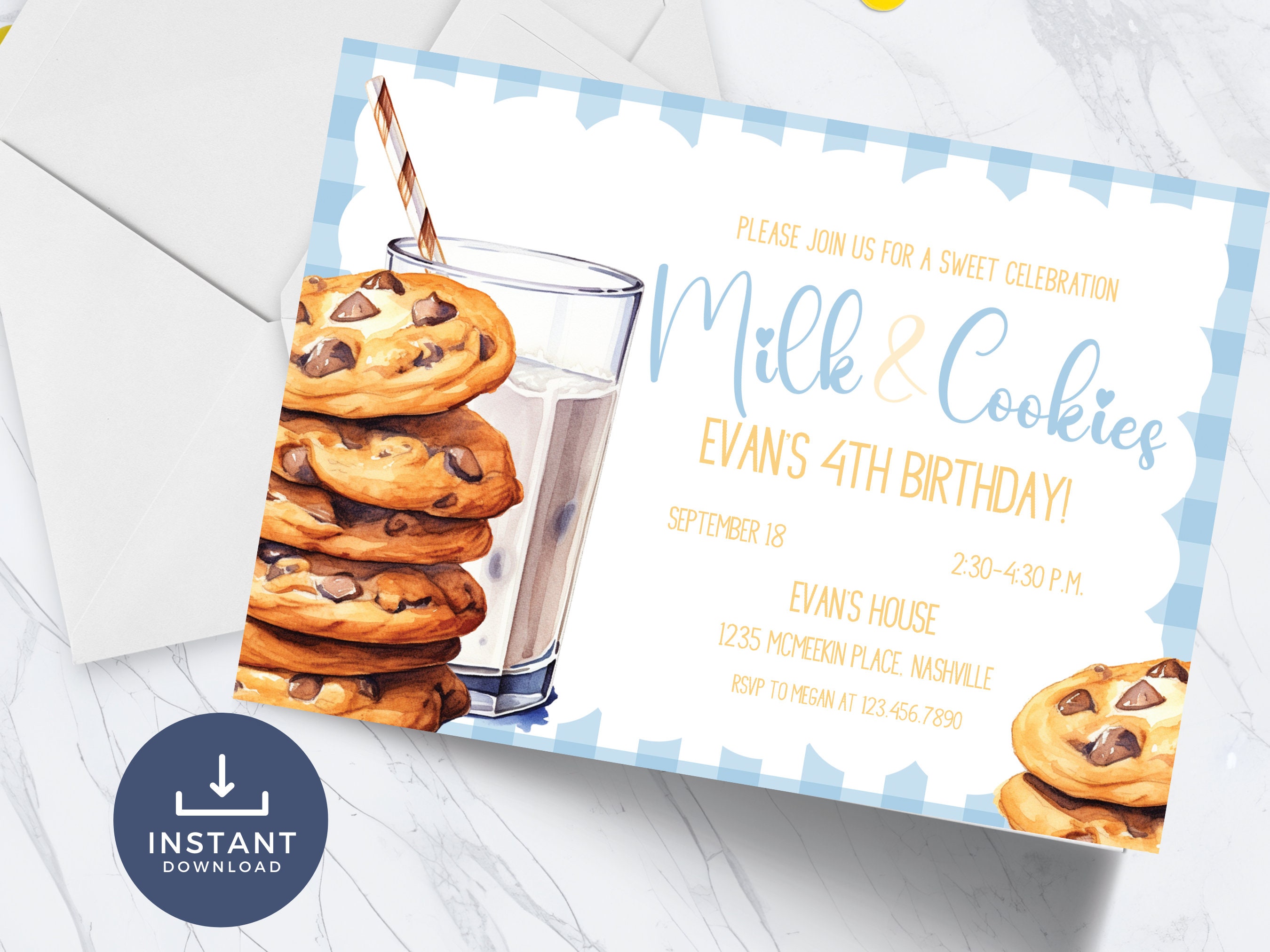 Milk & Cookies Birthday Invitation, First Birthday Cookie Party, Milk ...