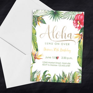 Aloha Birthday Invitation Download & Edit, Luau Summer Birthday Party ...
