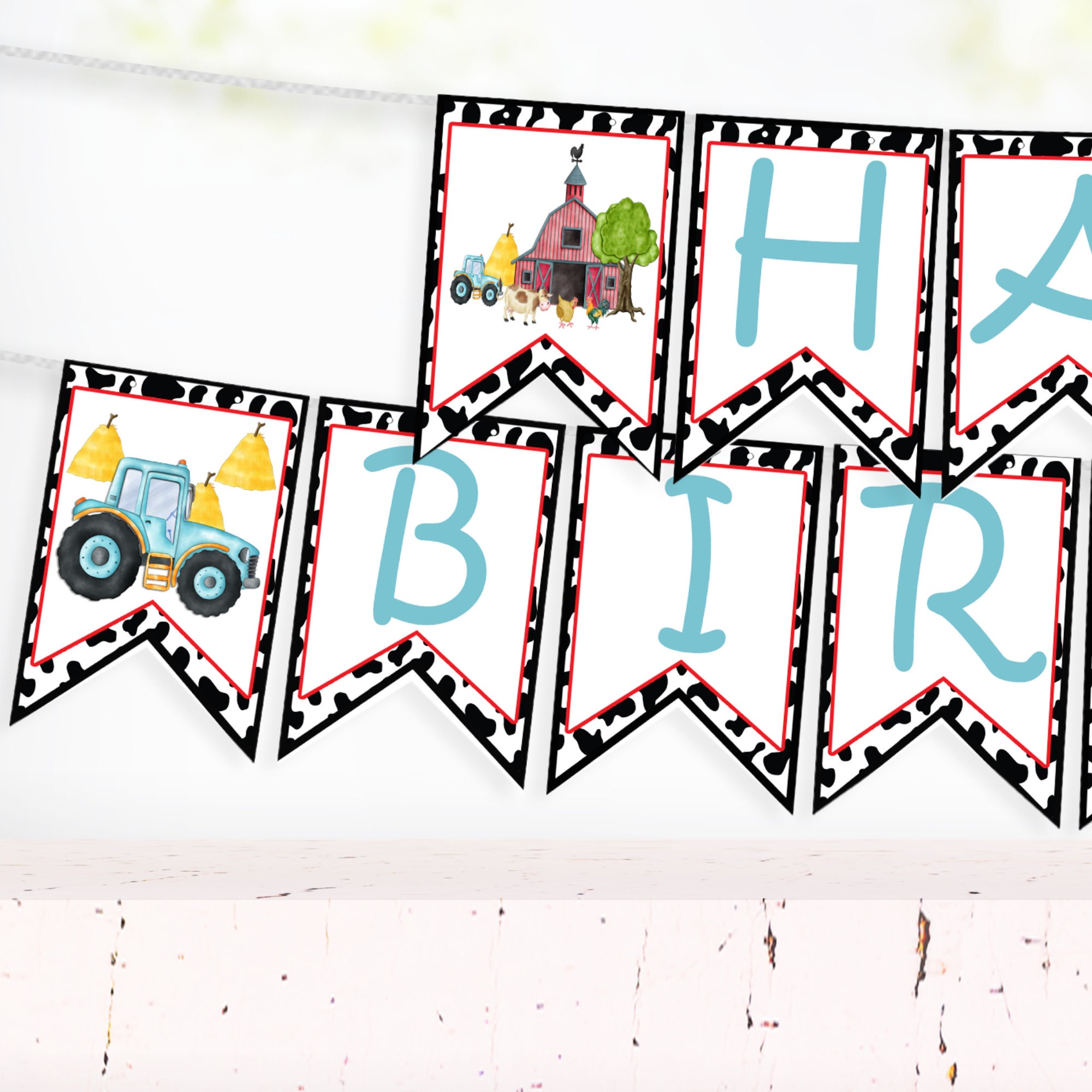 Farm Animal Birthday Banner Party Decor, Animals Birthday Banner, Farm ...