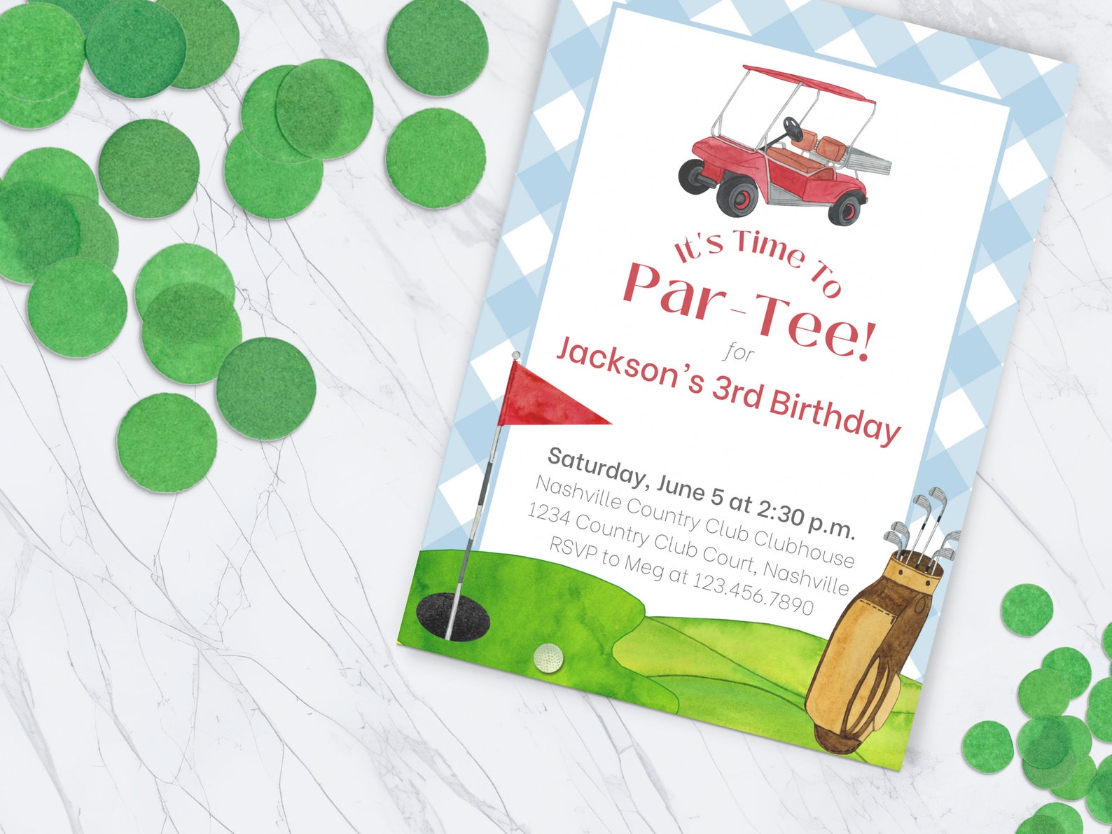 Golf Birthday Invitation, Editable Hole in One Invitation, Canva Golf ...