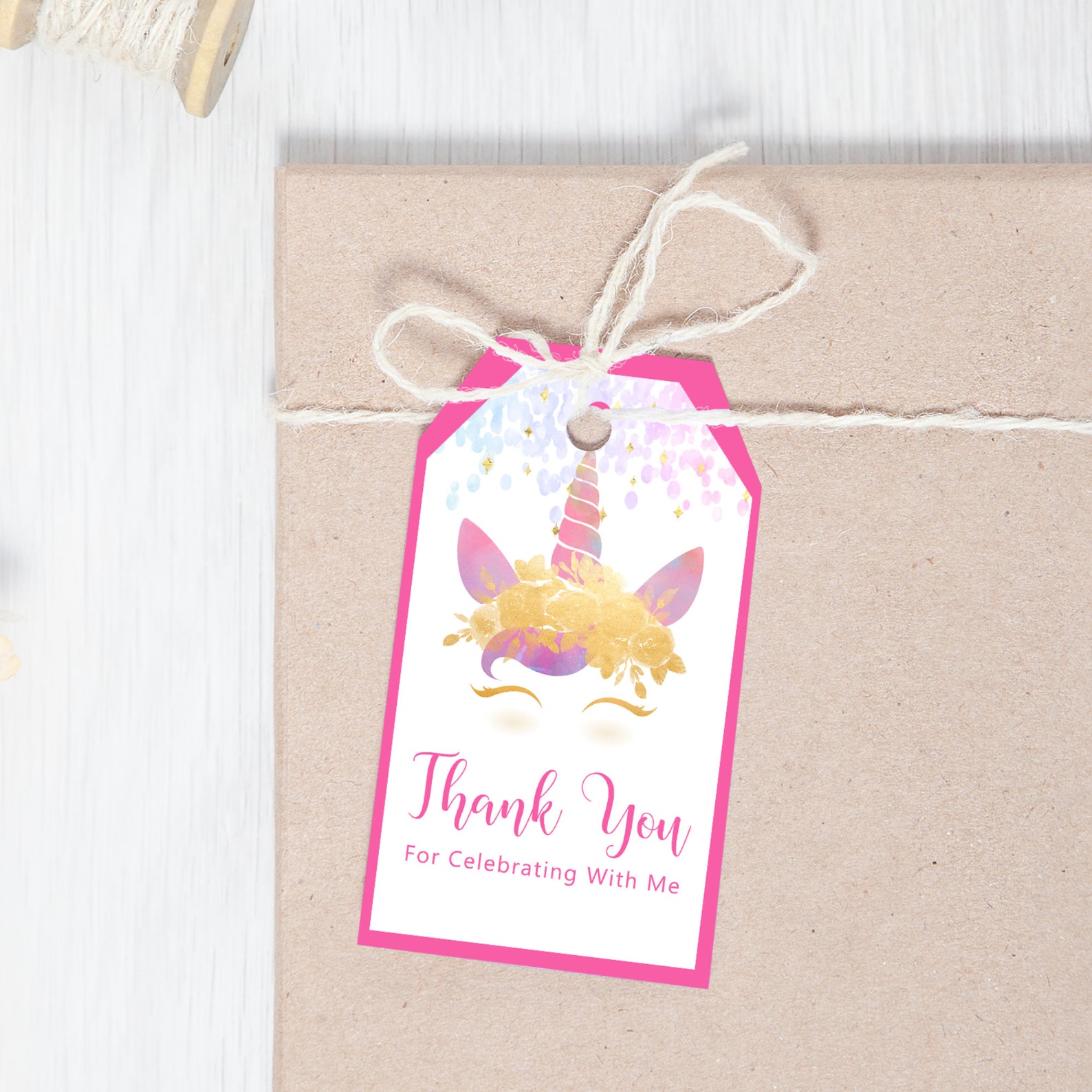 Unicorn Birthday Thank You Favor Tag, Unicorn Cupcake Tags, Unicorn ...