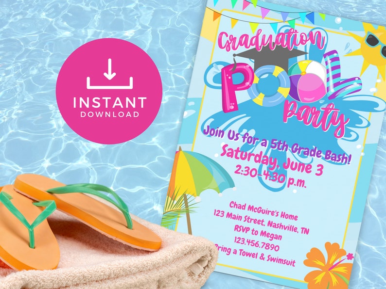 Graduation Pool Party Invitation Graduation Pool Party Pool - Etsy