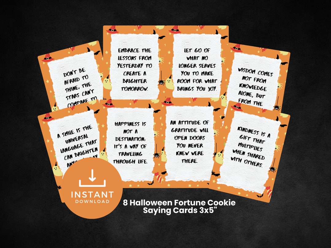 Halloween Fortune Cookie Saying Cards, Halloween Birthday Party Fun ...