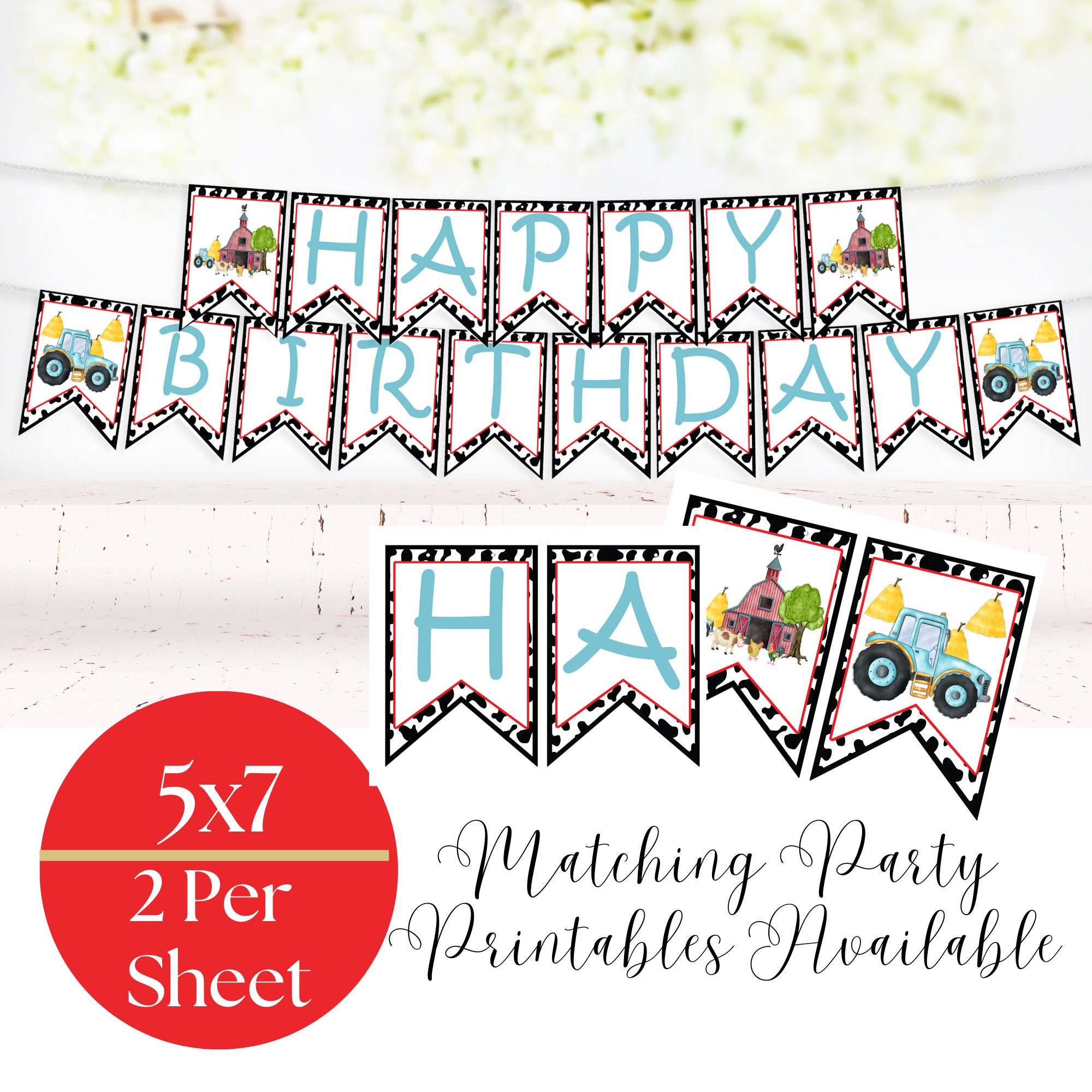 Farm Animal Birthday Banner Party Decor, Animals Birthday Banner, Farm ...