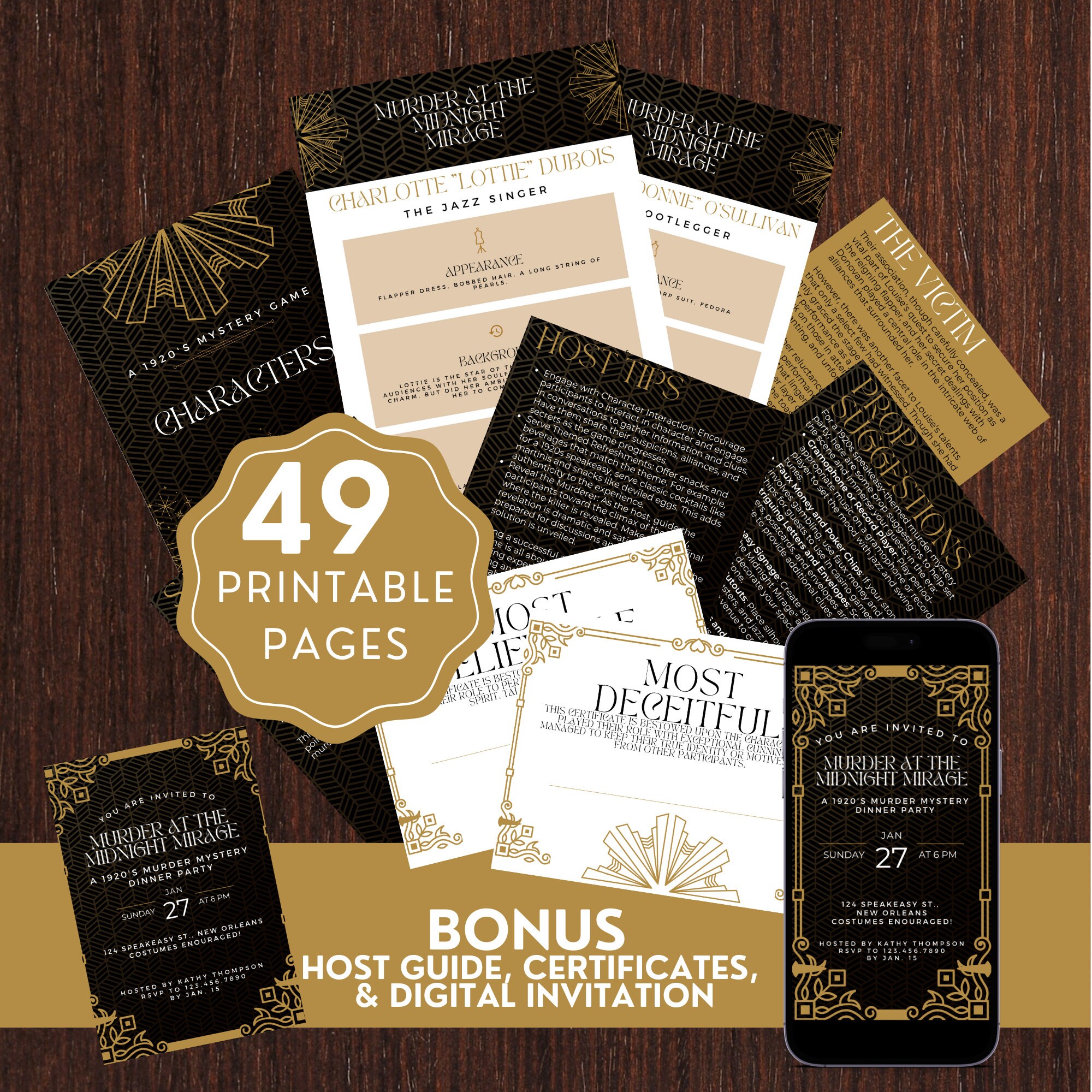 1920s Murder Mystery Game for up to 18, Speakeasy Murder Mystery Dinner ...