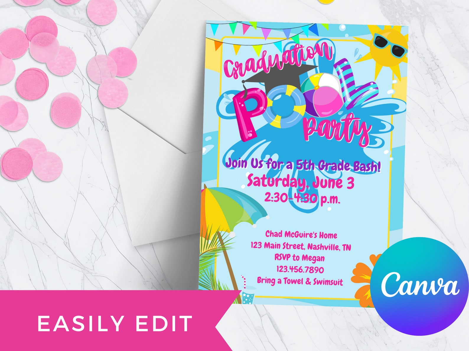 Graduation Pool Party Invitation Graduation Pool Party Pool - Etsy