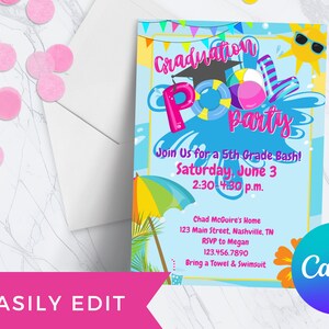 Graduation Pool Party Invitation Graduation Pool Party Pool - Etsy