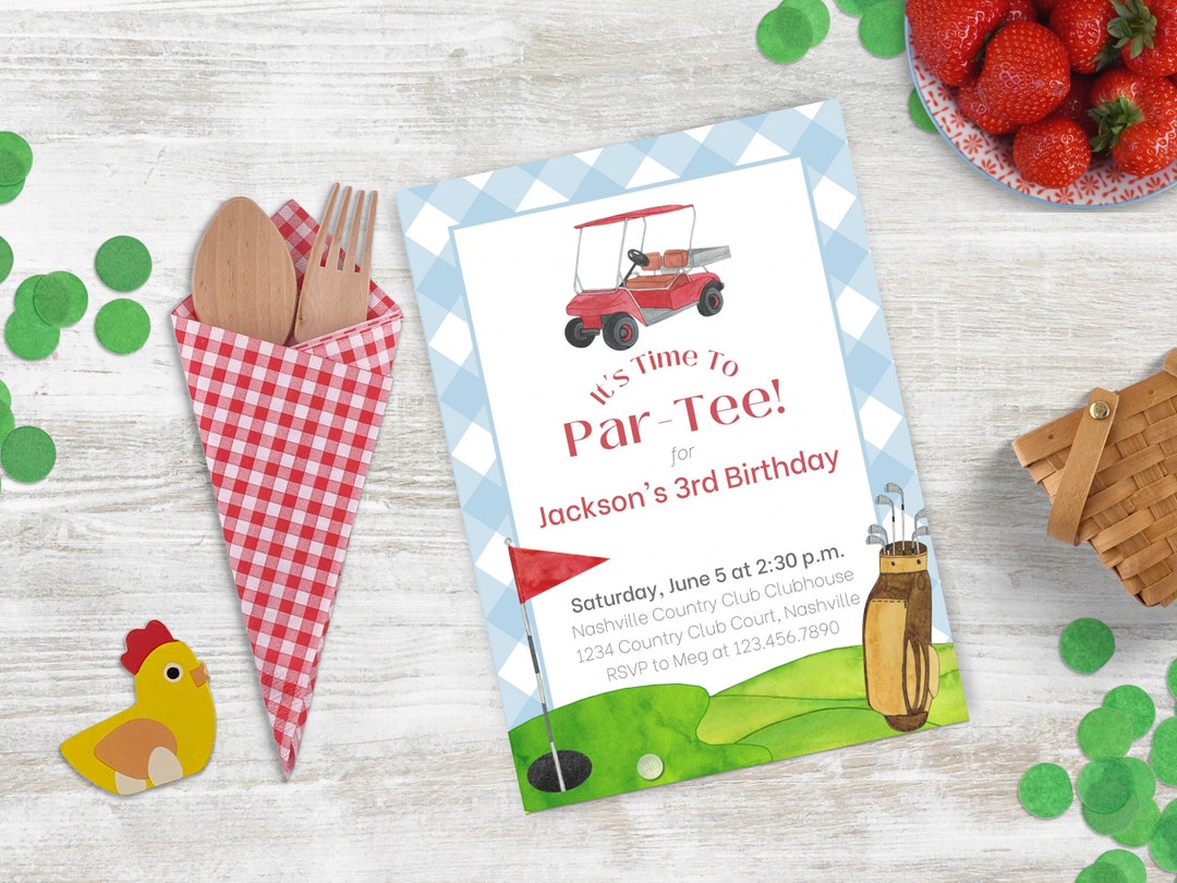 Golf Birthday Invitation, Editable Hole in One Invitation, Canva Golf ...