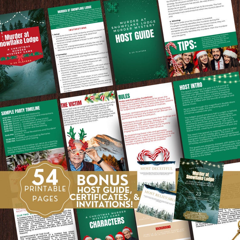 Christmas Murder Mystery Game for up to 20, Holiday Family Murder ...