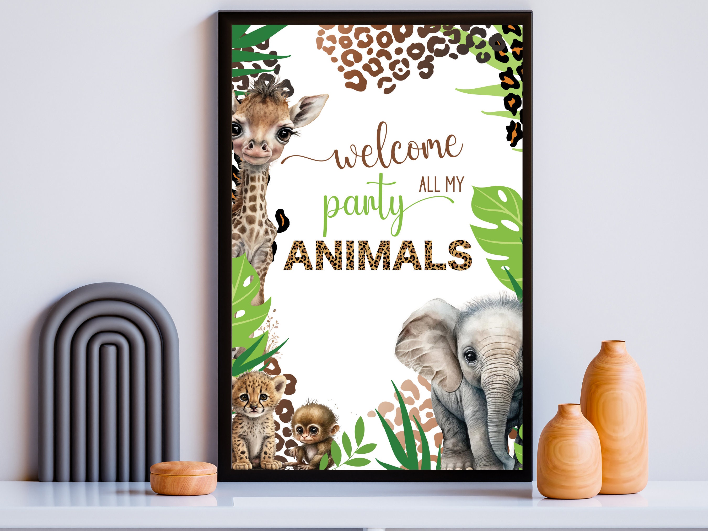 Safari Birthday Party Signs Green Welcome Sign Wild One - Etsy