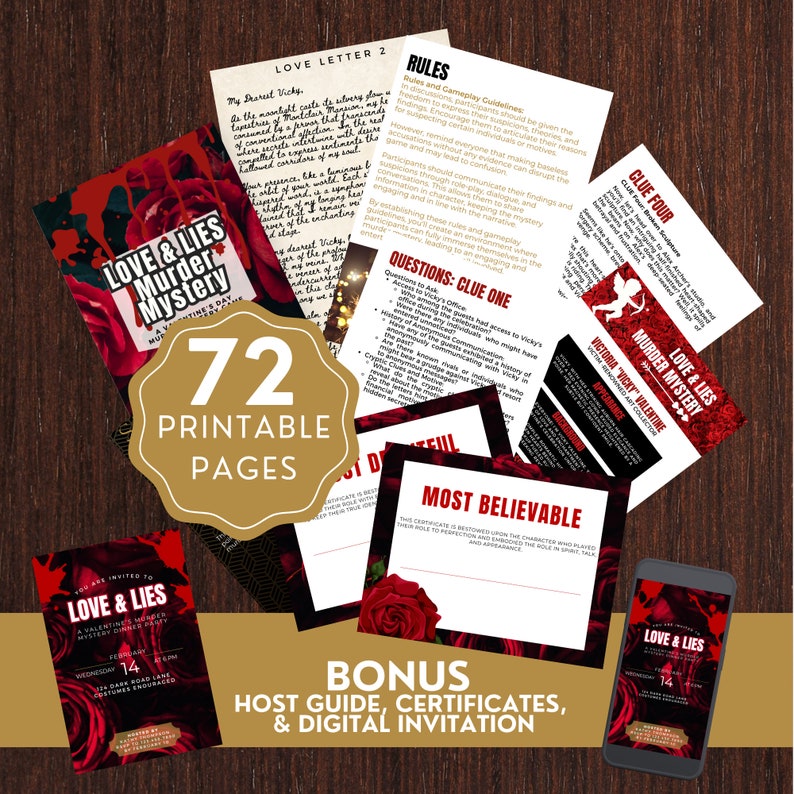 Valentines Murder Mystery Game for up to 20, Holiday Family Murder ...