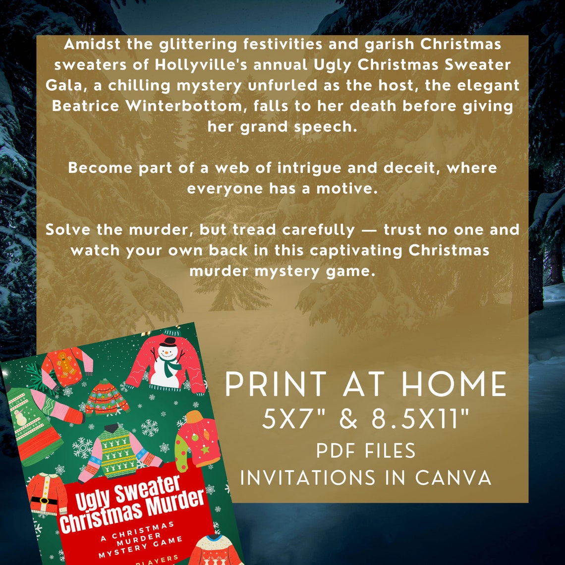 Christmas Murder Mystery Game for up to 20, Ugly Christmas Sweater ...