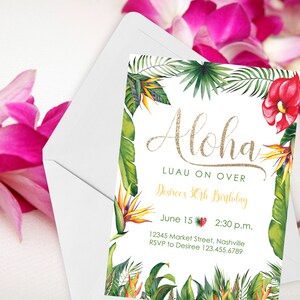 Aloha Birthday Invitation Download & Edit, Luau Summer Birthday Party ...