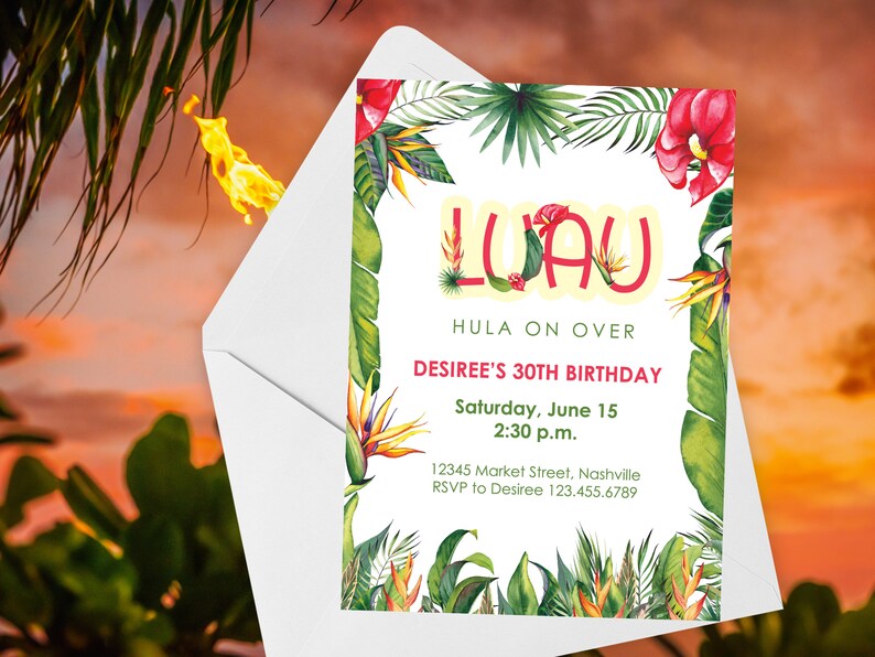 Luau Birthday Invitation Instant Download, Aloha Summer Birthday Party ...