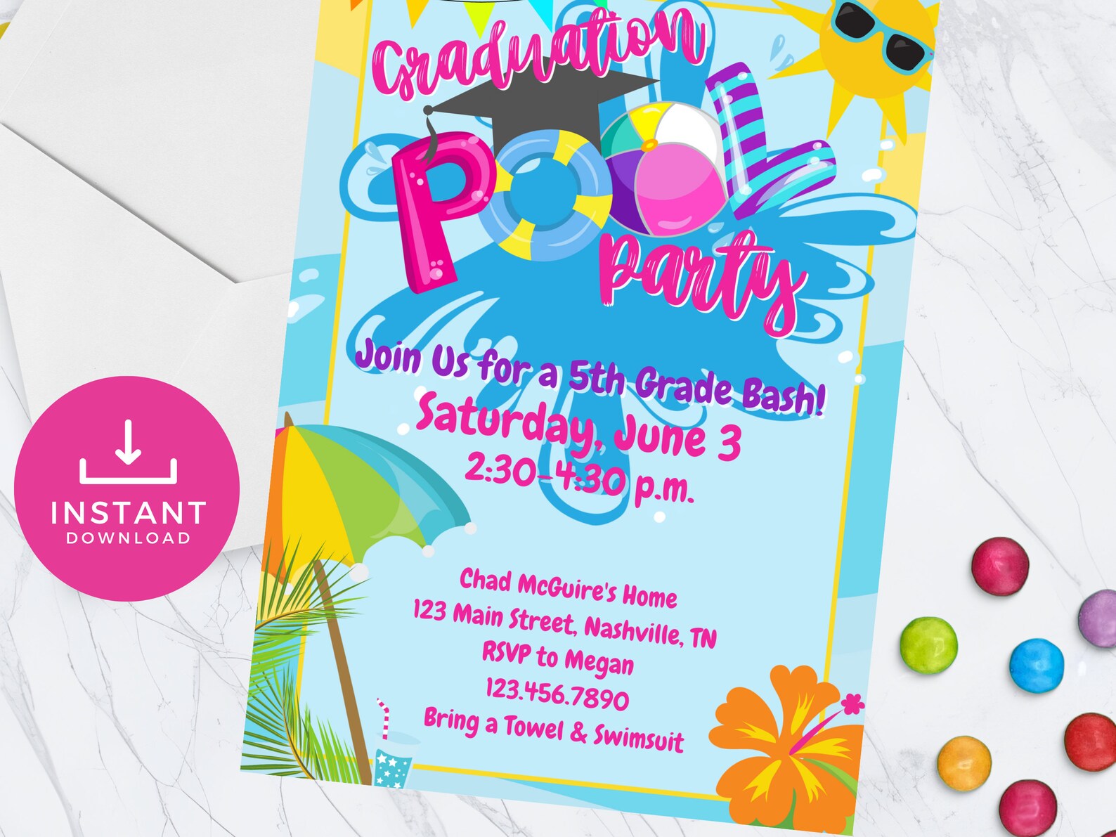 Graduation Pool Party Invitation Graduation Pool Party Pool - Etsy