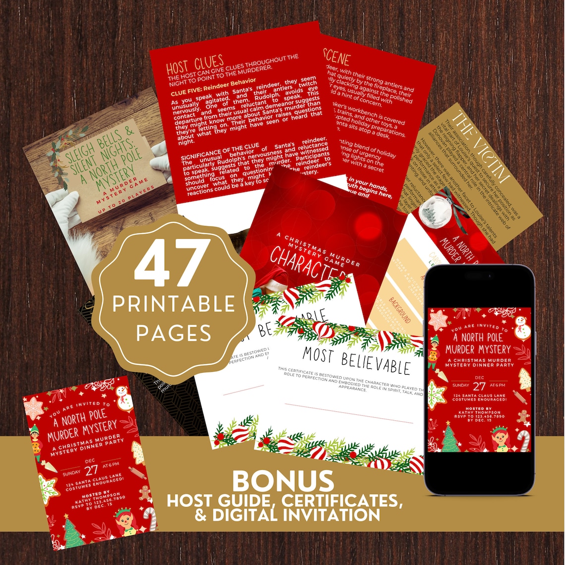 Christmas Murder Mystery Game for up to 20, Santa Murder Mystery Dinner ...