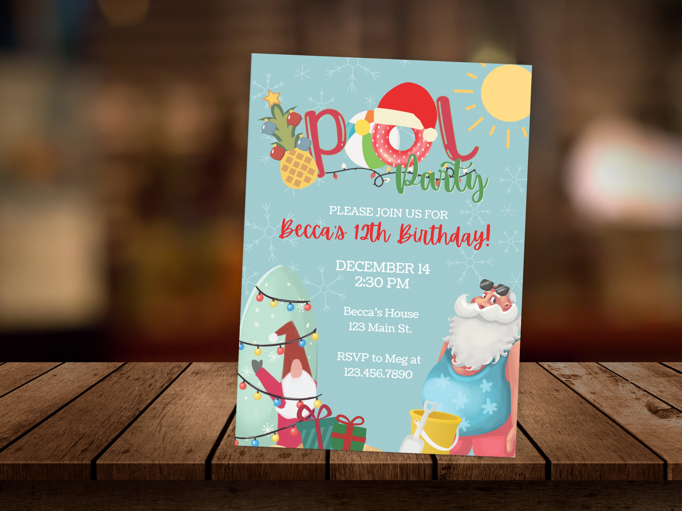 Christmas Pool Party Invitation, Winter Indoor Pool Party Invite ...