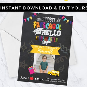 Editable Preschool Graduation Party Pre-k Invitation, PRE K Digital ...