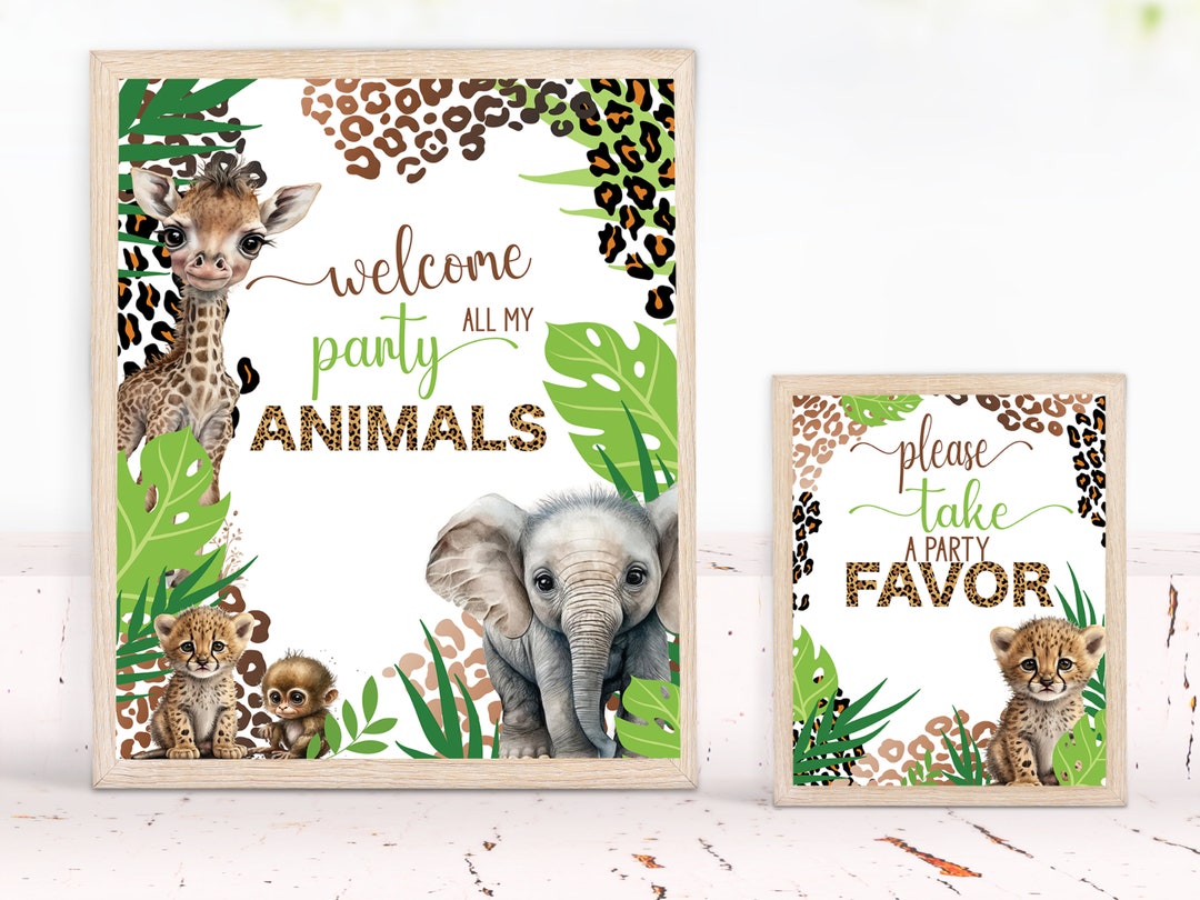 Safari Birthday Party Signs Green Welcome Sign Wild One - Etsy