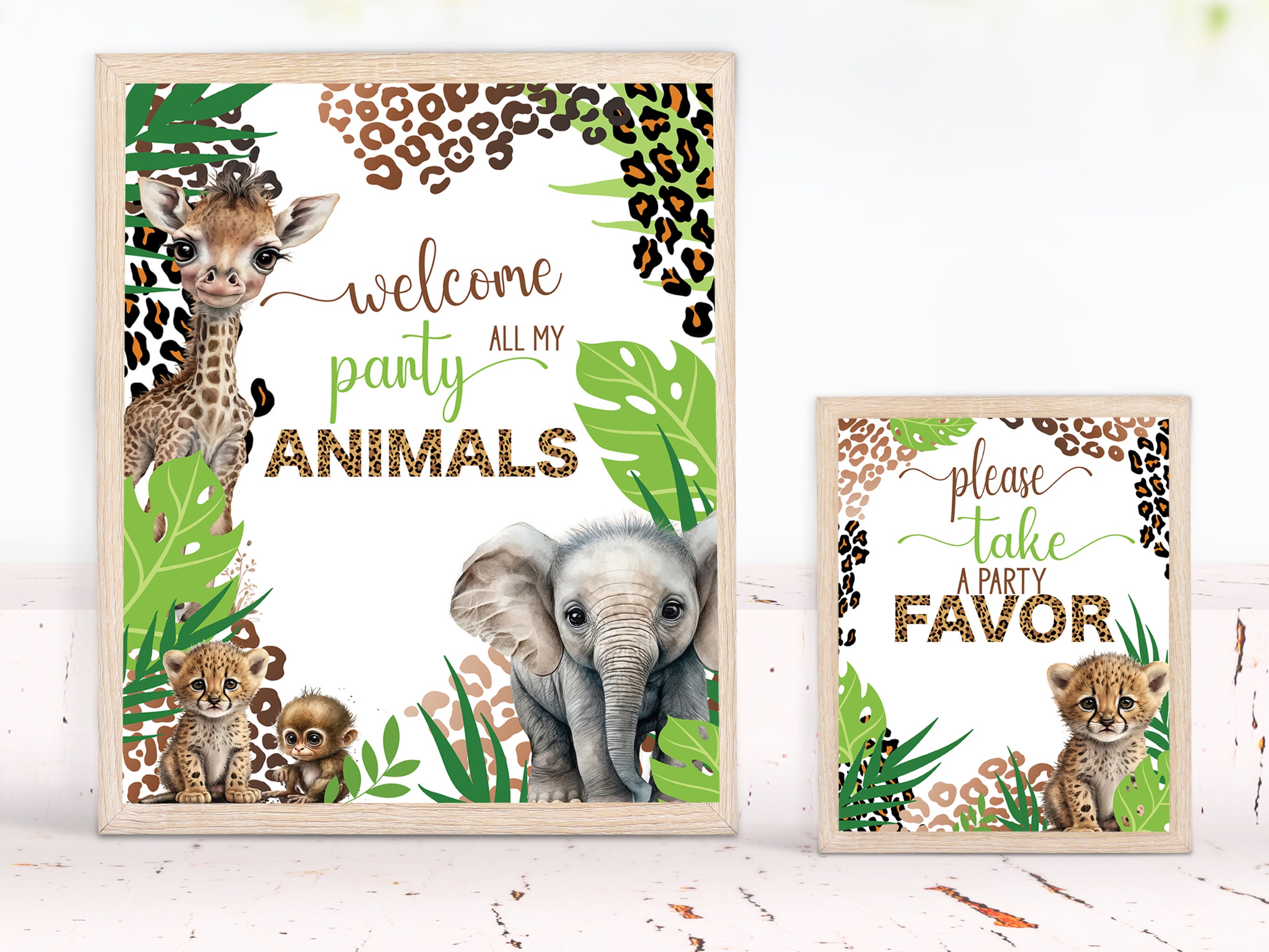 Safari Birthday Party Signs Green Welcome Sign Wild One - Etsy