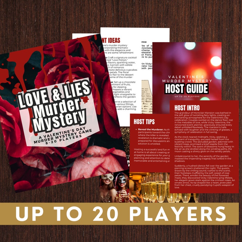 Valentines Murder Mystery Game for up to 20, Holiday Family Murder ...