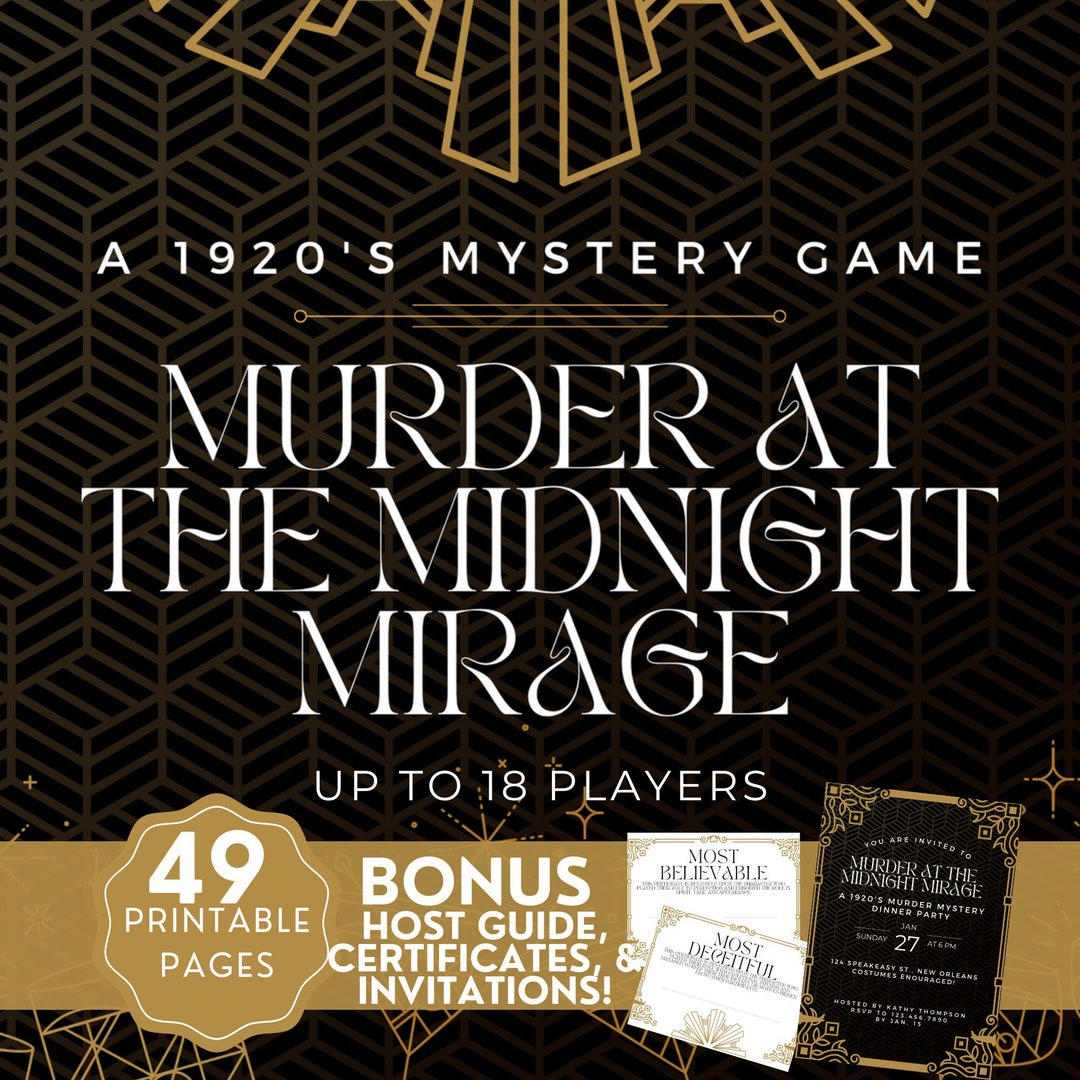 1920s Murder Mystery Game for up to 18, Speakeasy Murder Mystery Dinner, Printable Invitation ...