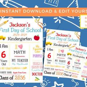 First Day of School Sign, Editable Back to School Sign, First Day or ...