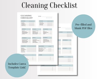 Cleaning Checklist | Editable Canva Cleaning Template | Daily | Weekly ...