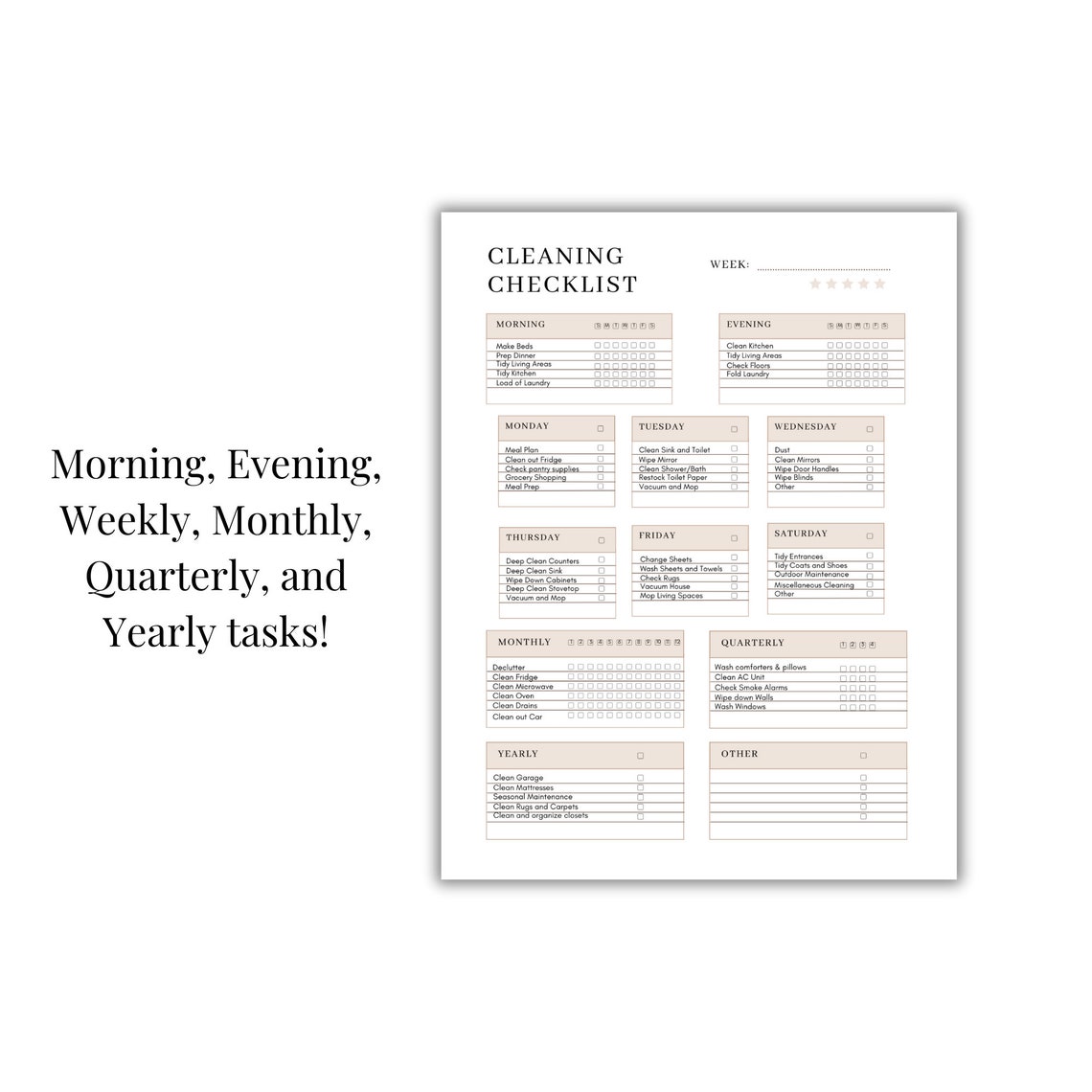 Cleaning Checklist | Editable Canva Cleaning Template | Daily | Weekly ...