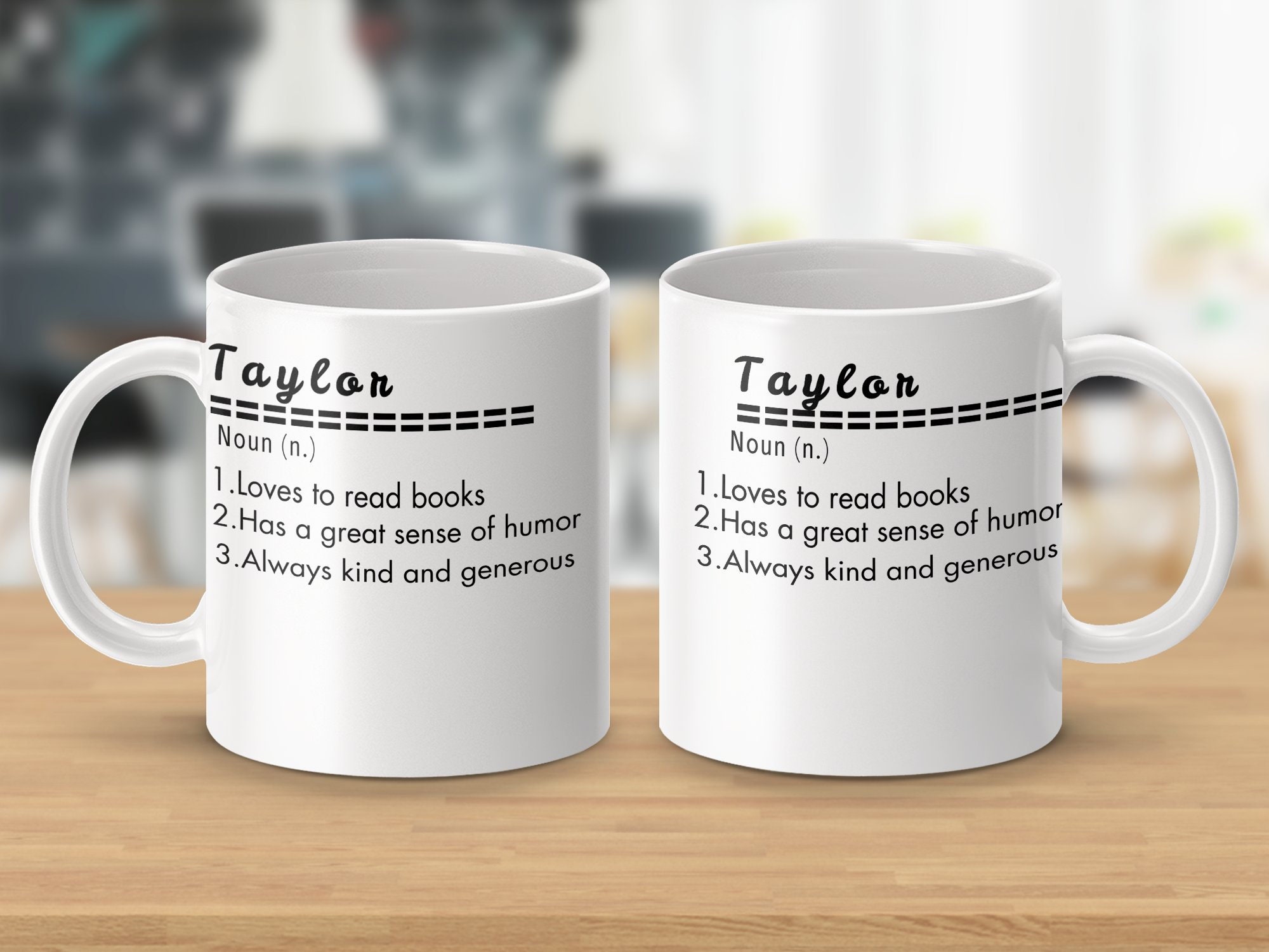 Personalized Name Definition Mug, Custom Taylor Mug, Book Lover Coffee Cup, Unique Gift for ...