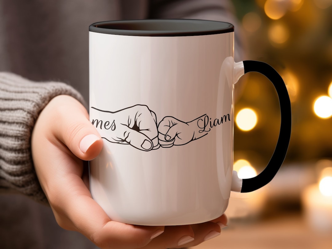 Personalized Fist Bump Dad Mug, Custom Handshake Coffee Cup, Friendship ...
