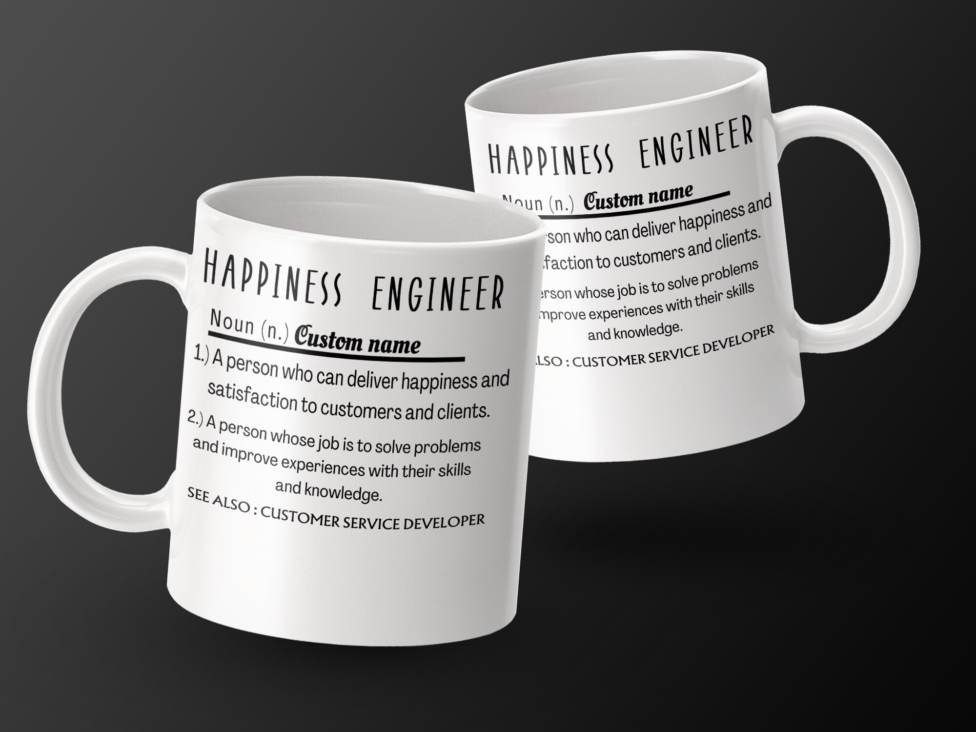 Happiness Engineer Definition Mug: Custom Name Office Gift - Etsy