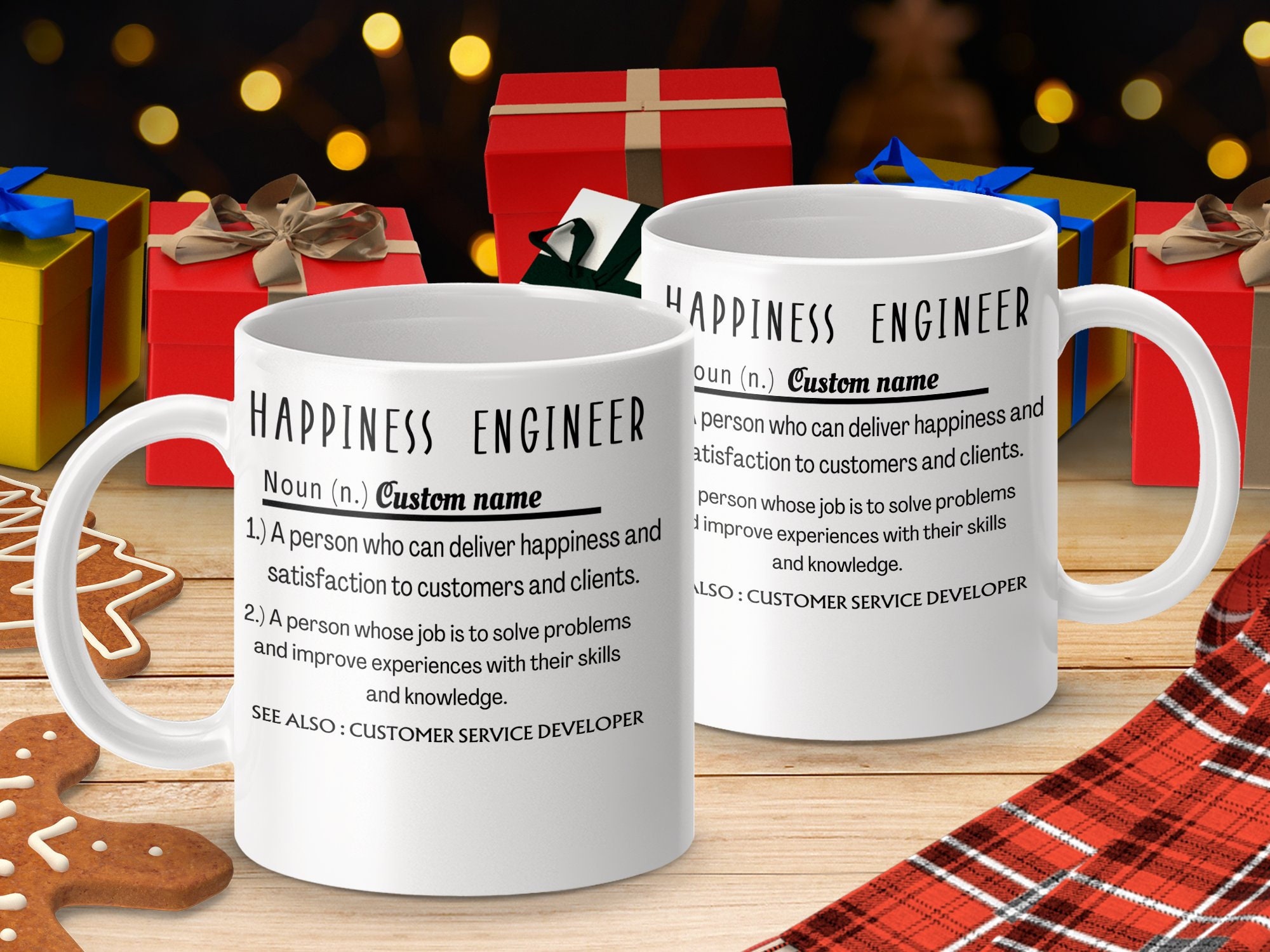 Happiness Engineer Definition Mug, Custom Name Office Coffee Cup ...