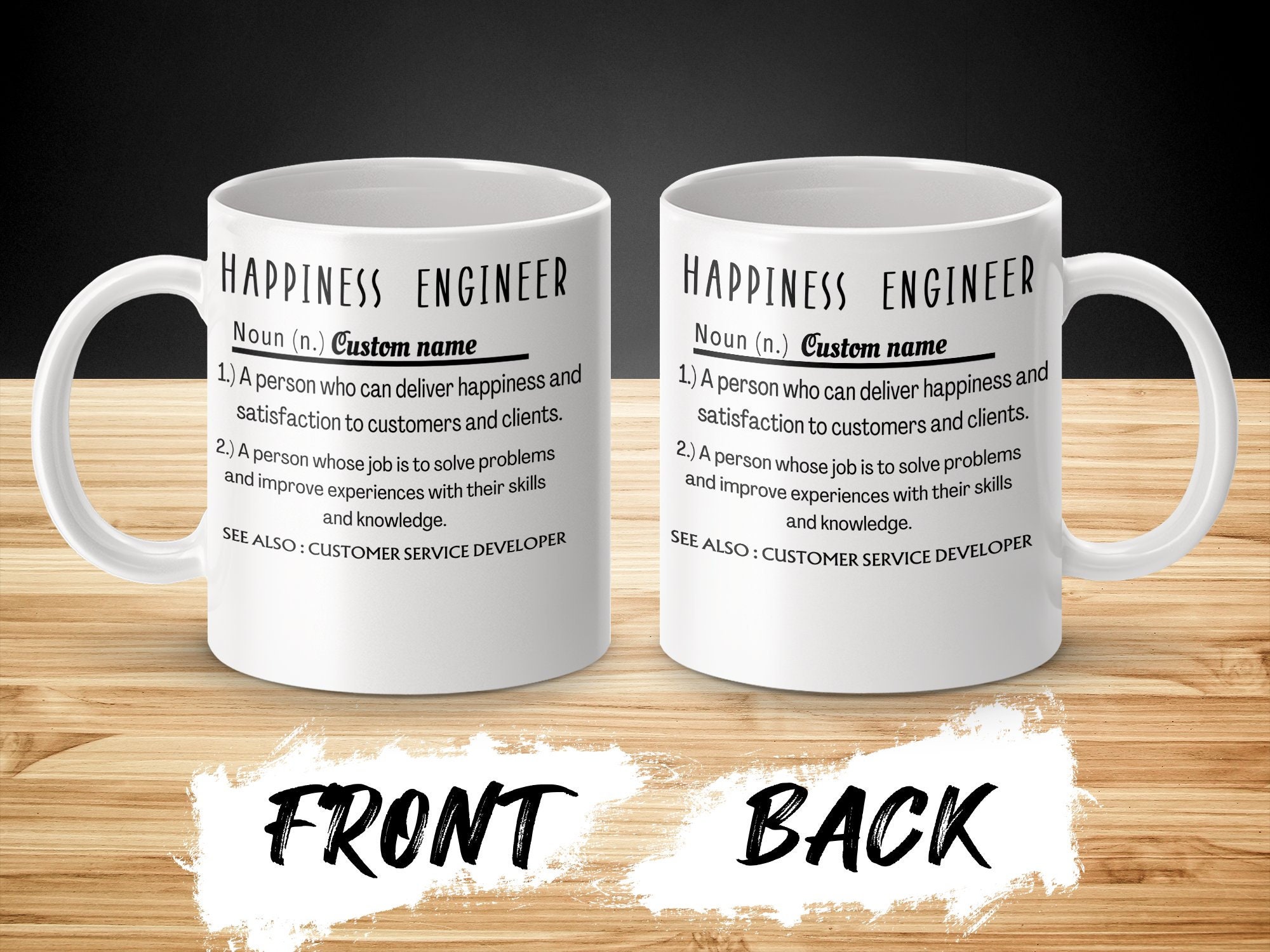 Happiness Engineer Definition Mug: Custom Name Office Gift - Etsy