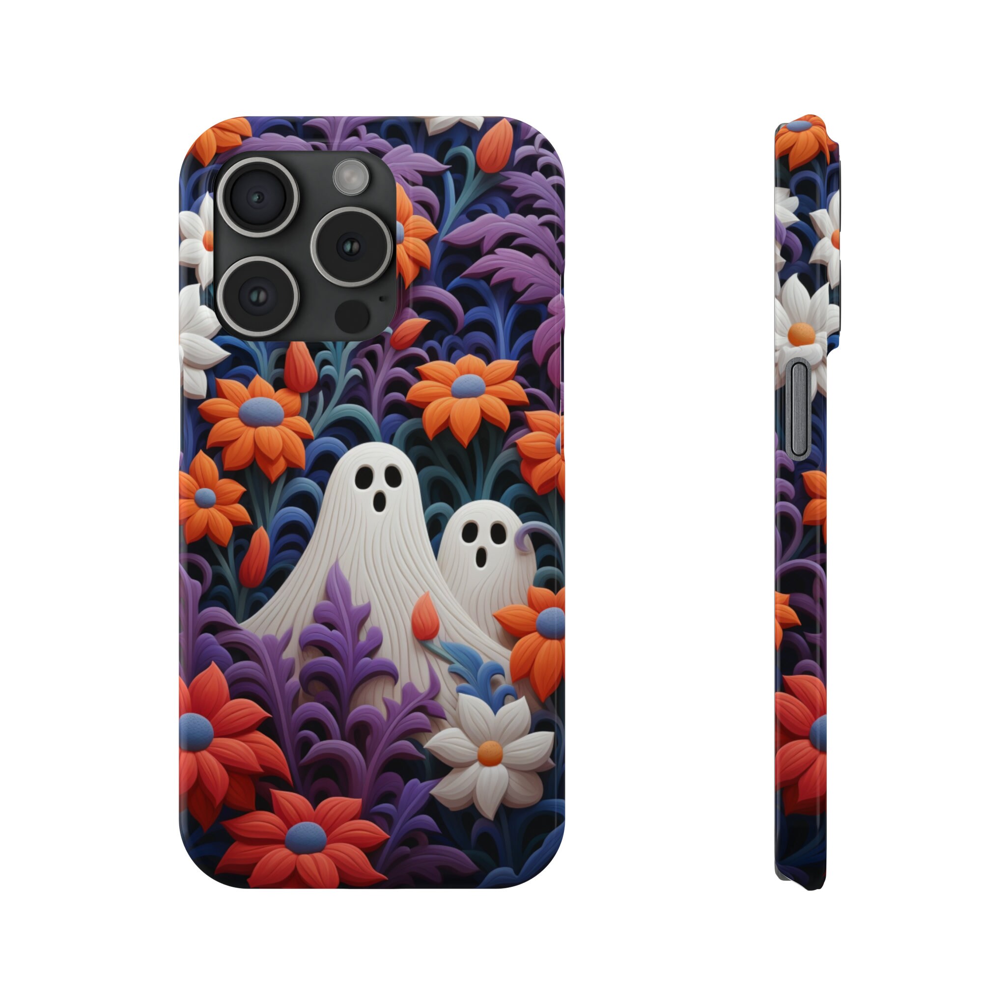 Cute Halloween Fall,hide and Go Spook 3D Clay Ghosts in Flowers Phone ...
