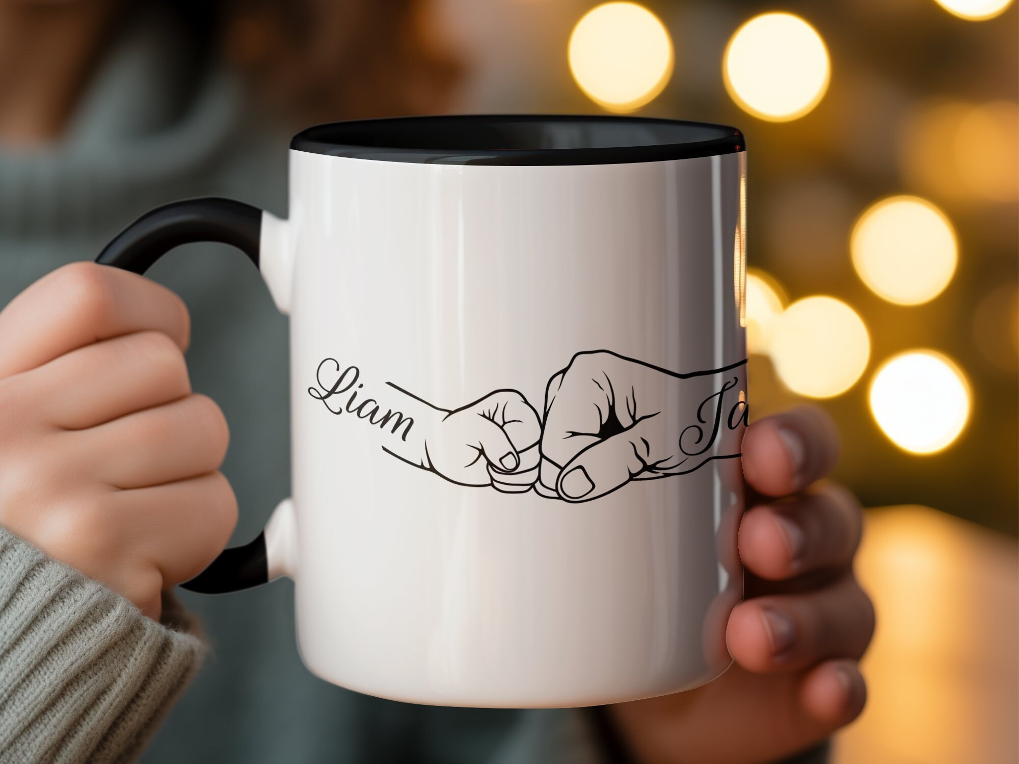 Personalized Fist Bump Dad Mug, Custom Handshake Coffee Cup, Friendship ...