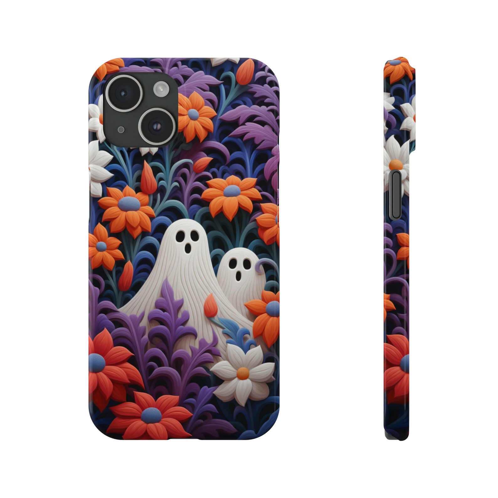 Cute Halloween Fall,hide and Go Spook 3D Clay Ghosts in Flowers Phone ...