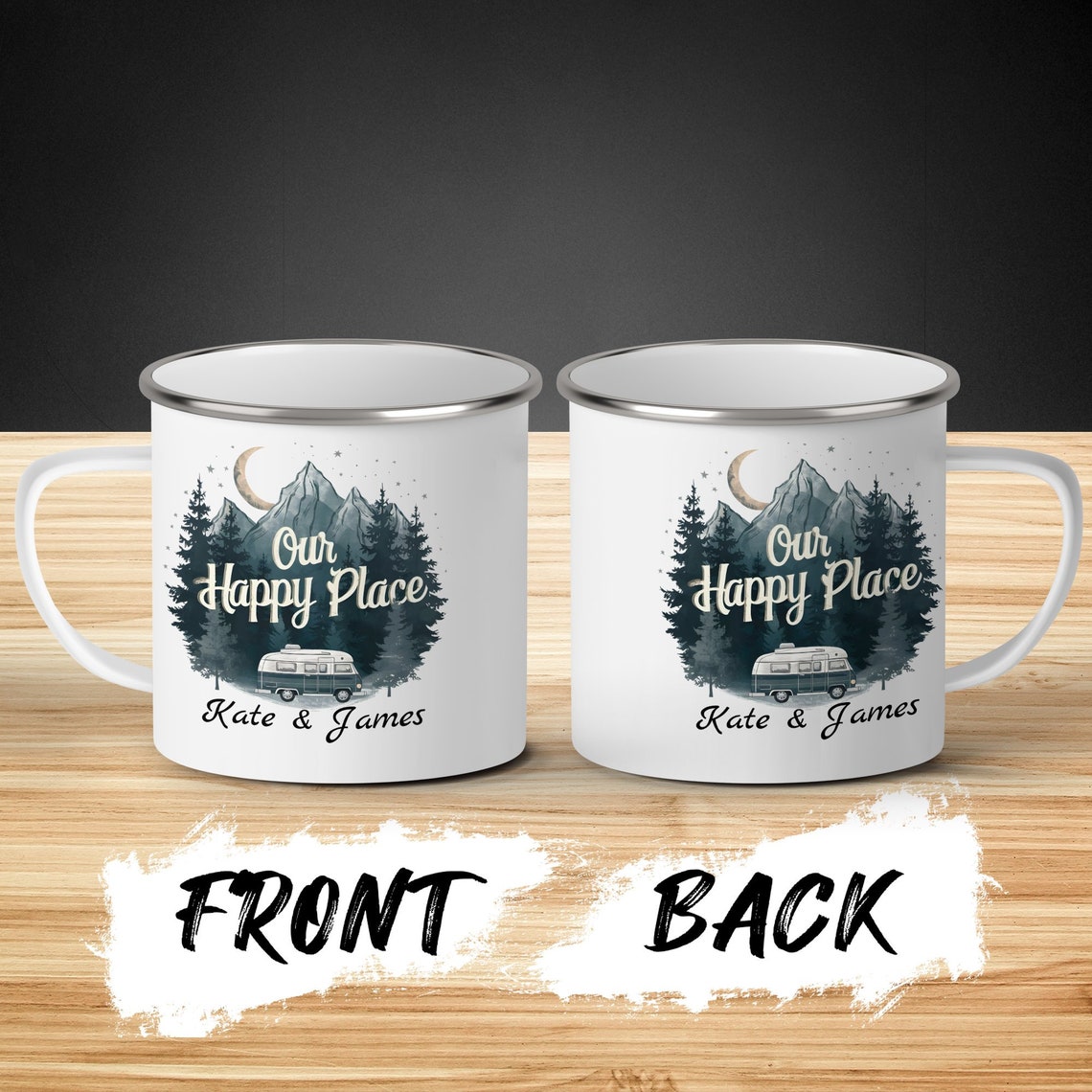 Personalized Camper Mug: Our Happy Place Forest Design - Etsy