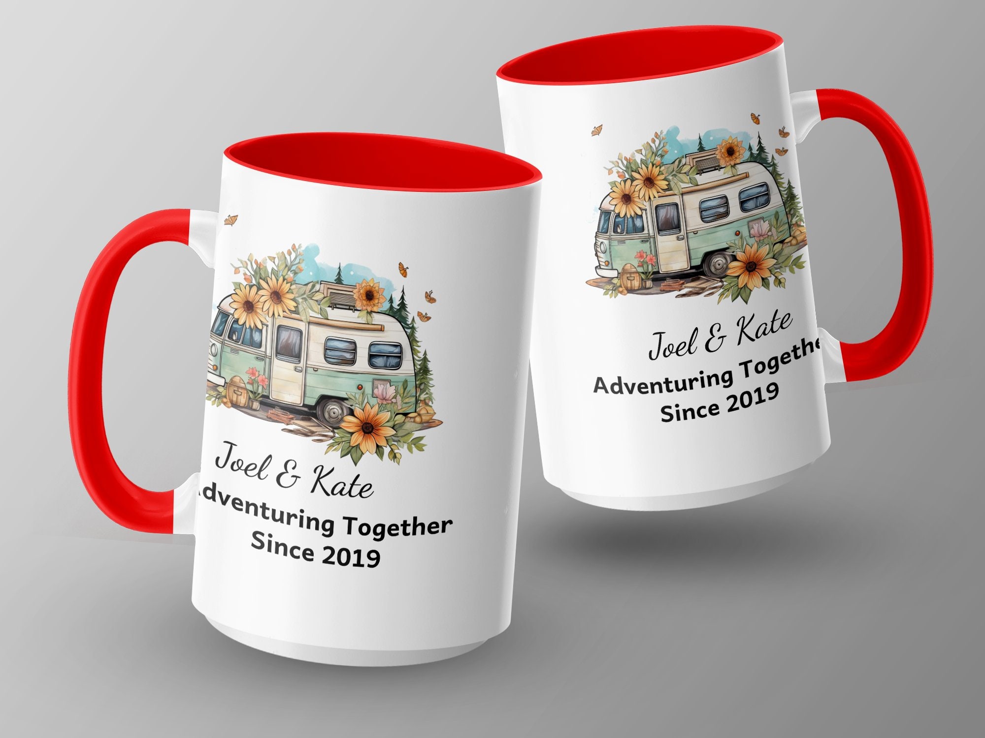 Personalized Camper Van Mug: Sunflower Decor, Adventure Couple Gift - Etsy