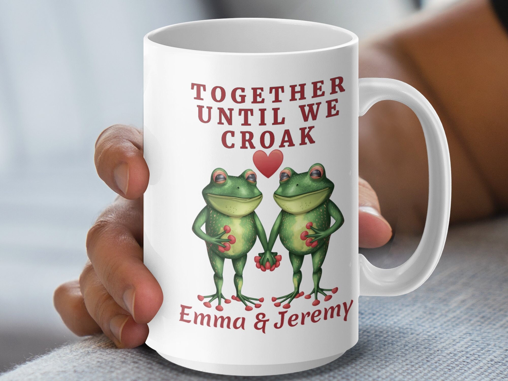 Custom Charming Frog Couple Mug, Together Until We Croak Quote ...